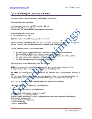 Qa interview questions and answers for placements | PDF