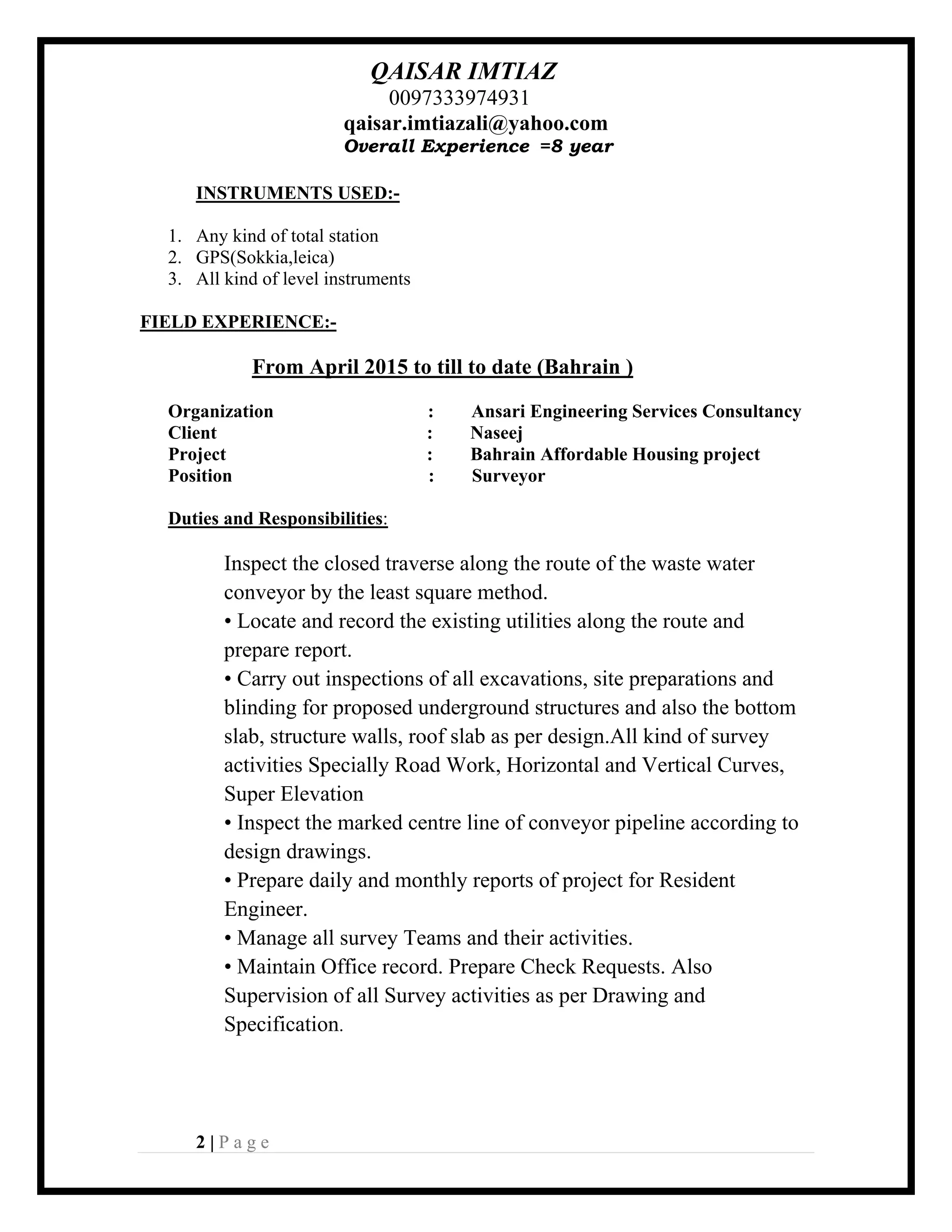 Qaisar cv | PDF