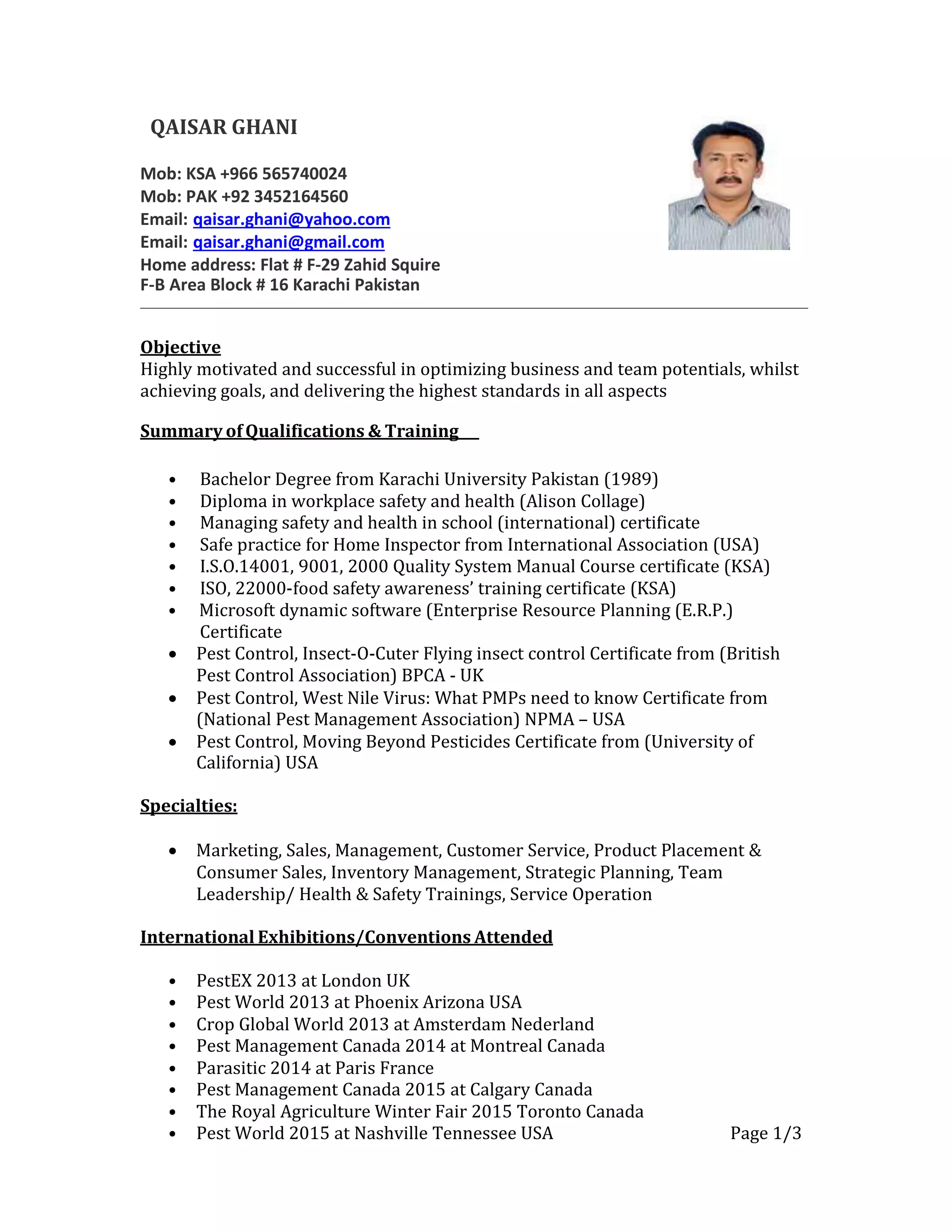QAISAR GHANI CV & CERTIFICATES, | PDF