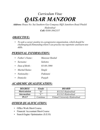 Qaisar's cv | PDF