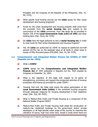 Q & A on Local Housing Laws, Programs and Organizations by Atty. Alvin ...