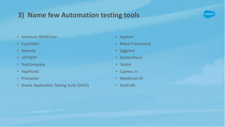 Qa mockup interview for automation testing | PPTX