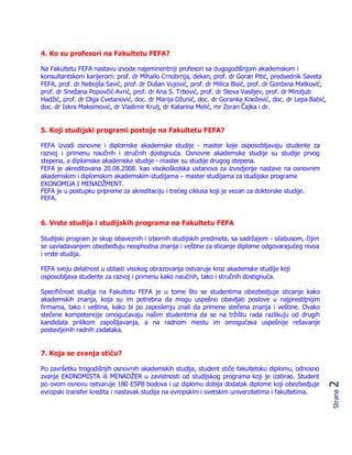 Najčešća pitanja upućena fakultetu FEFA prilikom upisa | PDF