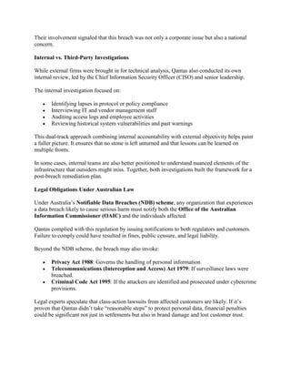 Qantas Data Breach Investigation-Customer Data Breach Explained | PDF