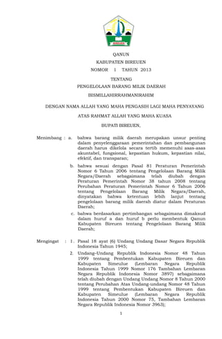 Qanun bmd bireuen nomor-1-tahun-2013 | PDF