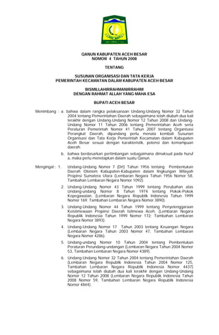 Qanun Kabupaten Aceh Besar Nomor 4 Tahun 2008 | PDF