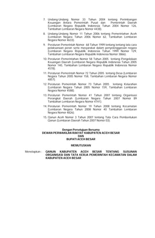 Qanun Kabupaten Aceh Besar Nomor 4 Tahun 2008 | PDF