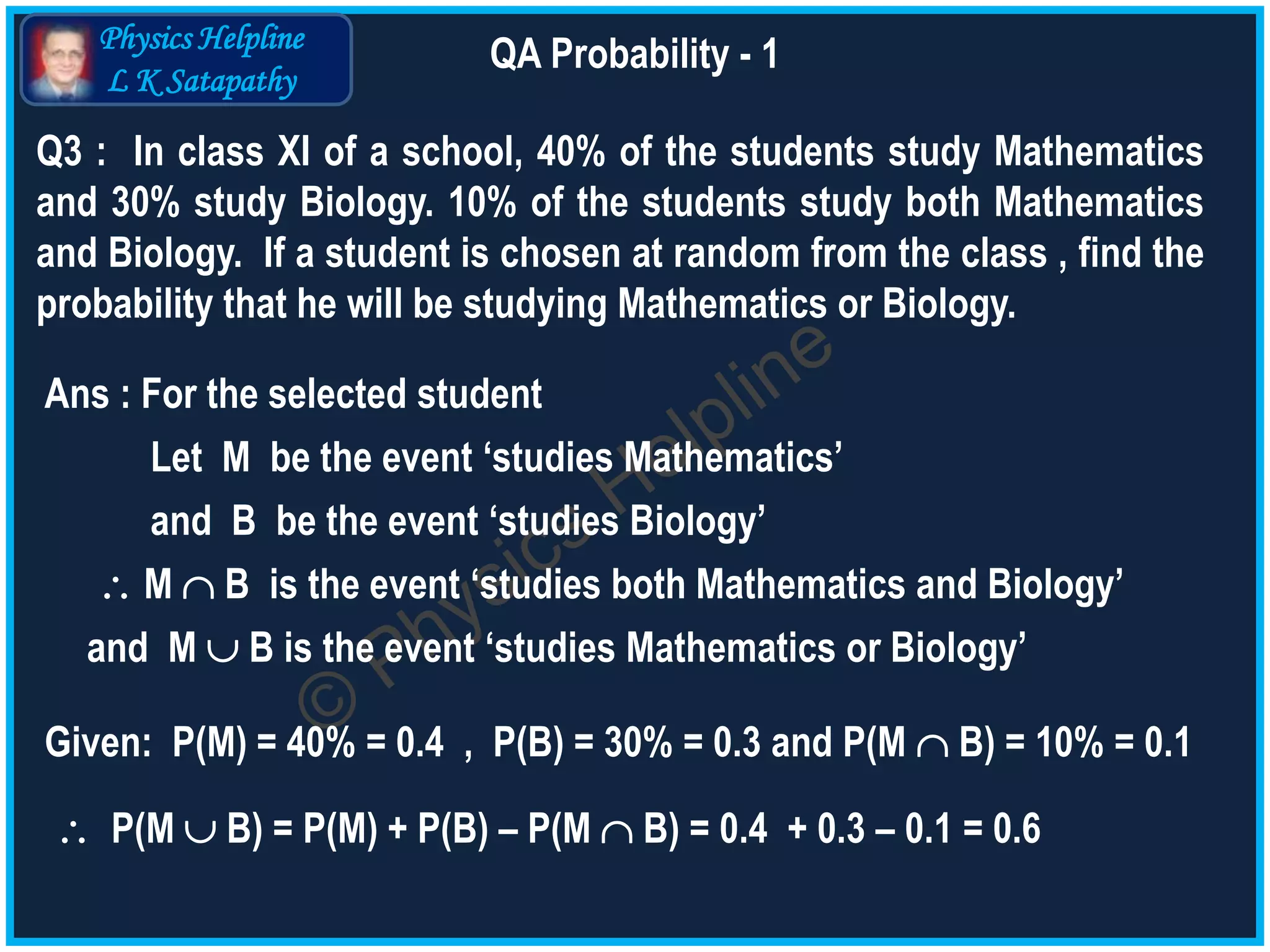 Probability QA 1 | PPT