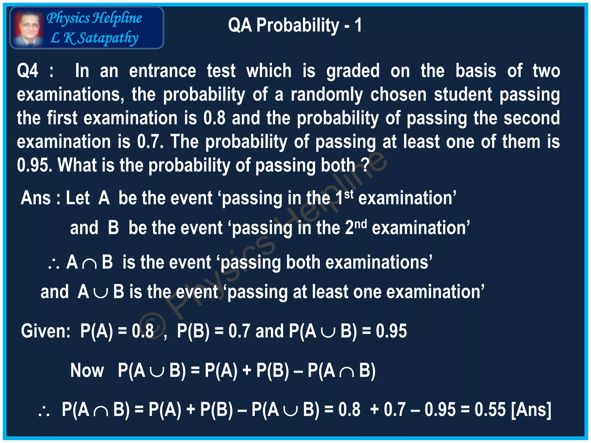 Probability QA 1 | PPT