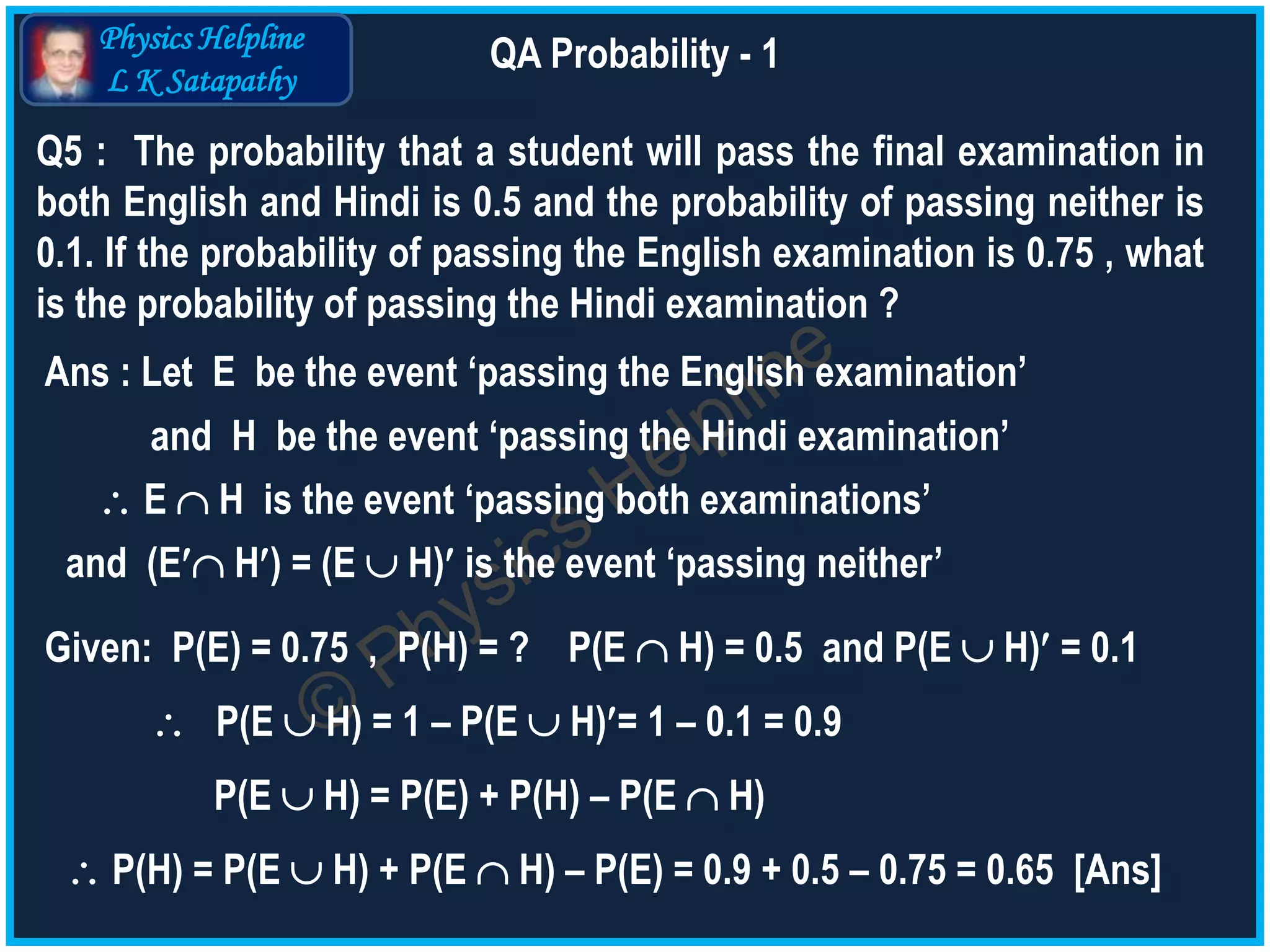Probability QA 1 | PPT