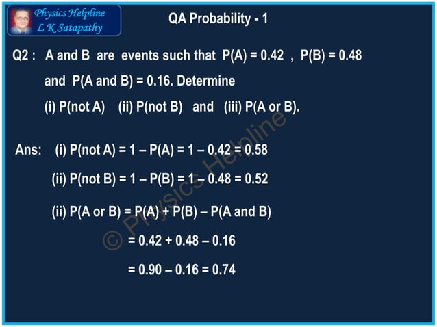 Probability QA 1 | PPT