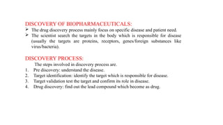 DRUG DISCOVERY AND DEVELOPMENT PROCESS OUTLINE, CLINICAL RESEARCH AND ...