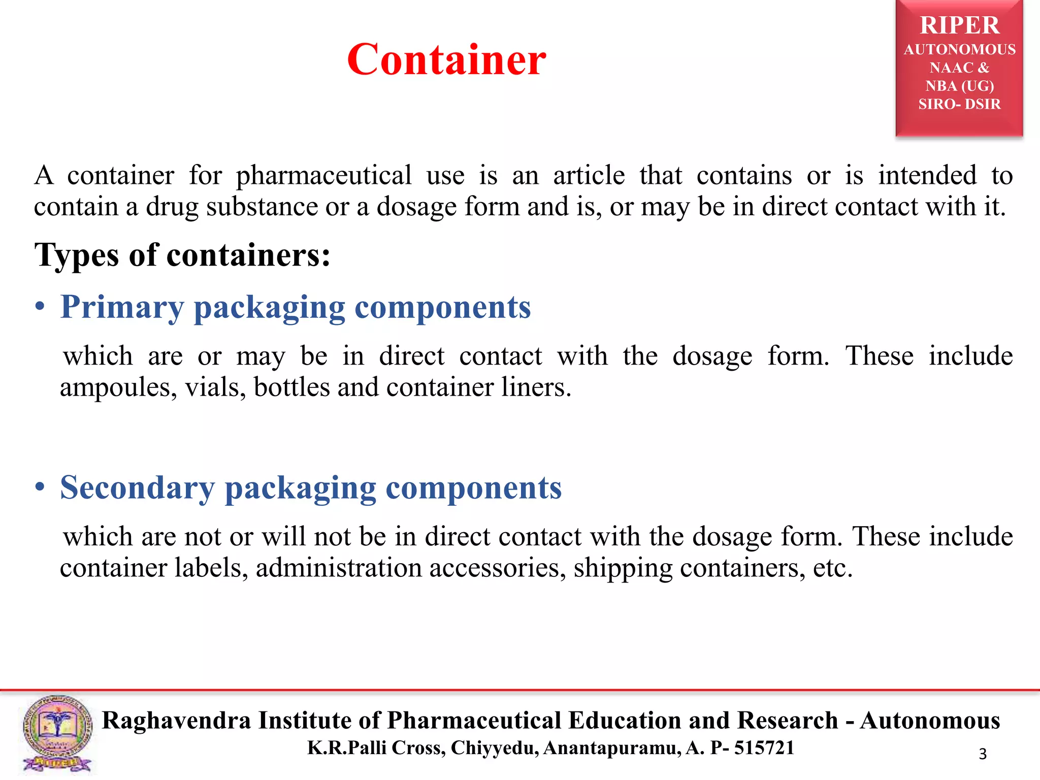 Quality control tests for containers | PPTX