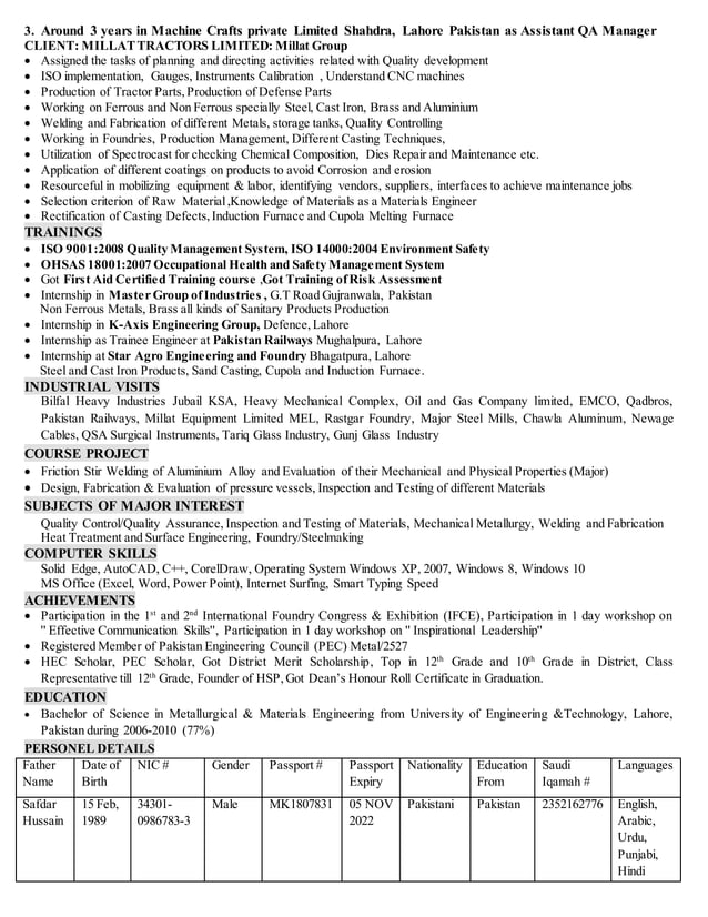 QA QC Manager & MR | DOCX