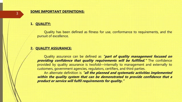 Quality assurance and quality management concepts. | PPTX ...