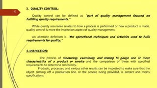 Quality assurance and quality management concepts. | PPTX