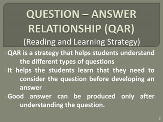 QAR-Question Answer Relationship | PPTX