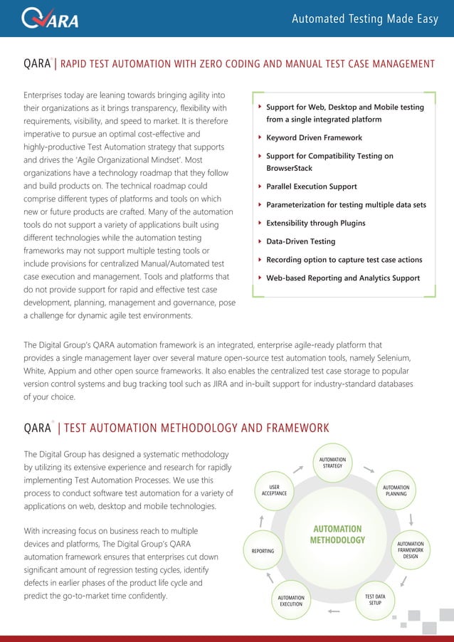 Qara Test Brochure Rapid Test Automation With Zero Coding And Manual Test Case Management Pdf