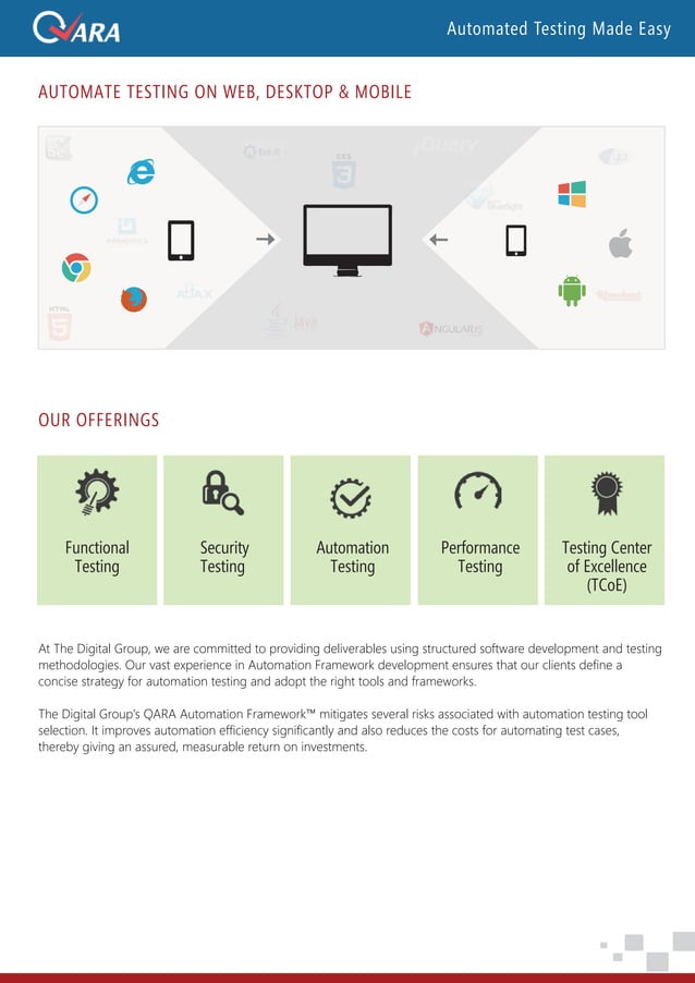 Qara Test Brochure Rapid Test Automation With Zero Coding And Manual Test Case Management Pdf