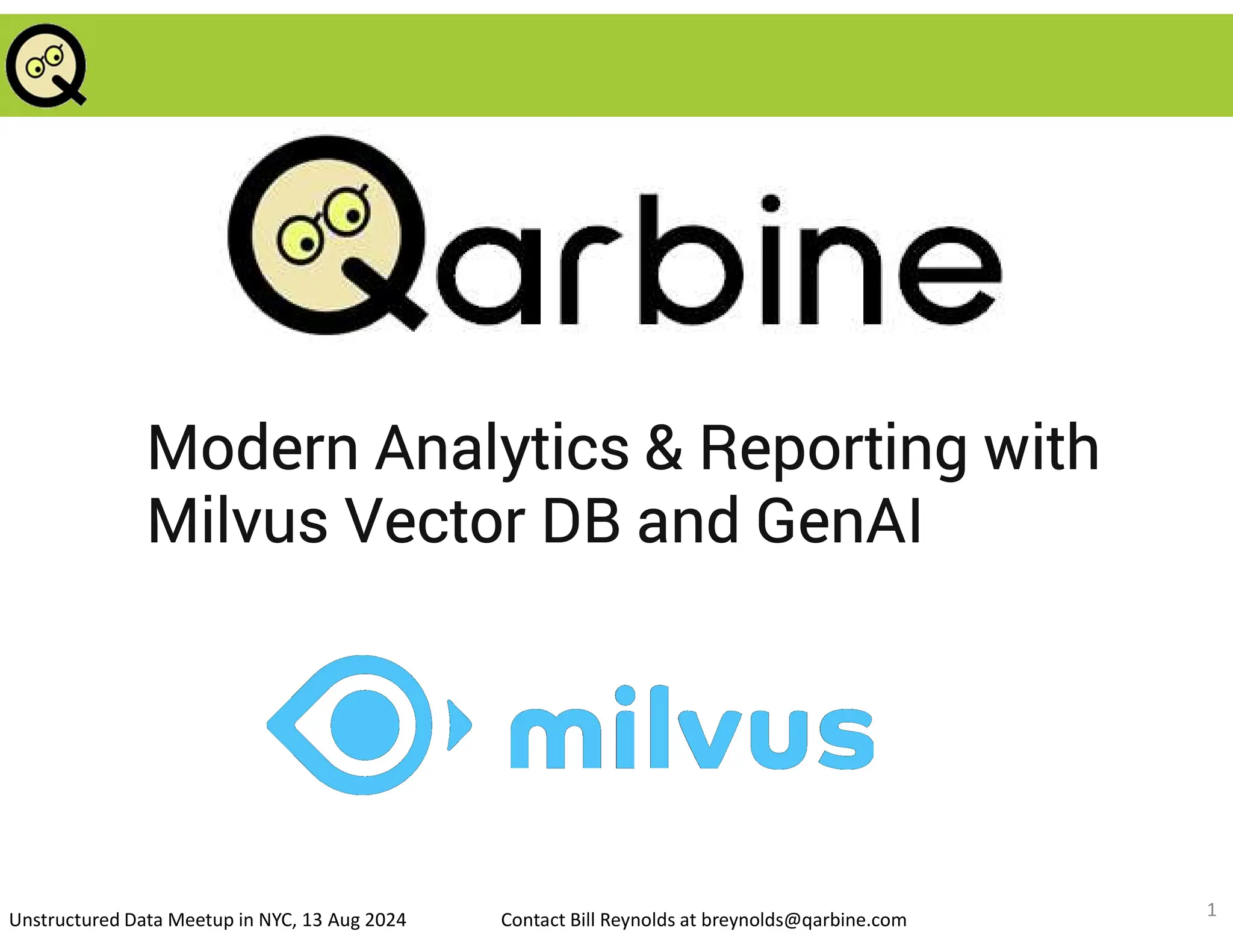 Modern Analytics & Reporting with Milvus Vector DB and GenAI | PDF