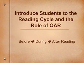 QAR A Framework for Improving Literacy Teaching and Learning | PPT