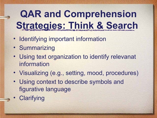 QAR A Framework for Improving Literacy Teaching and Learning | PPT
