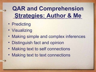 QAR A Framework for Improving Literacy Teaching and Learning | PPT