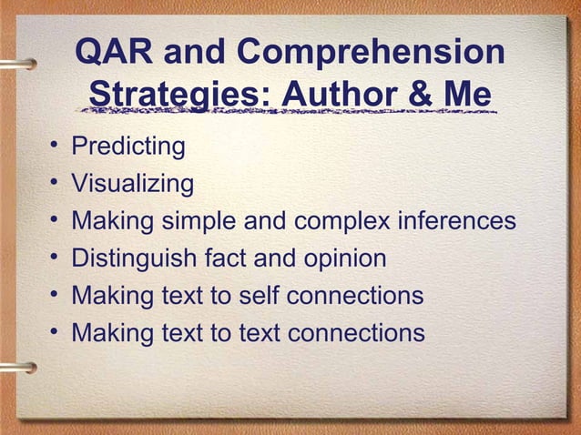 QAR A Framework for Improving Literacy Teaching and Learning | PPT