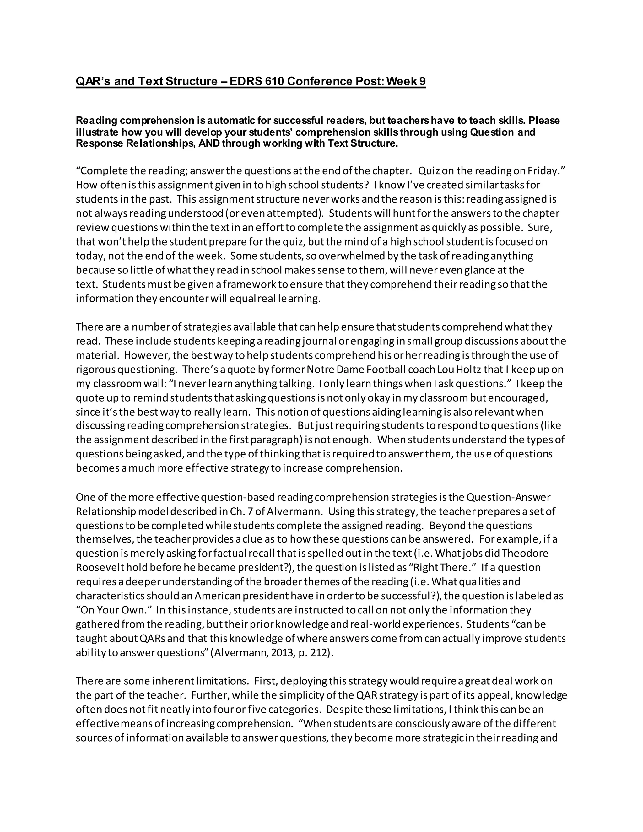 Qar & text structure | PDF