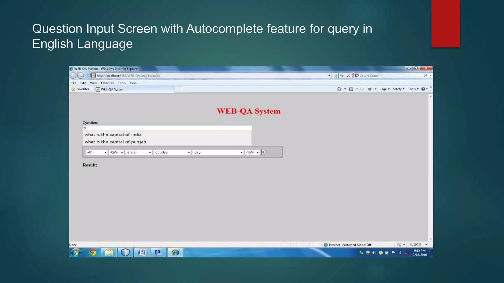 Question Answering System using machine learning approach | PPTX