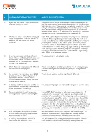 Question and Answer catalogue: Horizon 2020 Personnel Cost calculation ...
