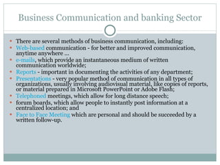 Business communication in banking sector | PPT