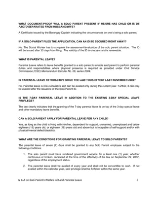 Q & a solo parent's welfare act and parental leave | PDF