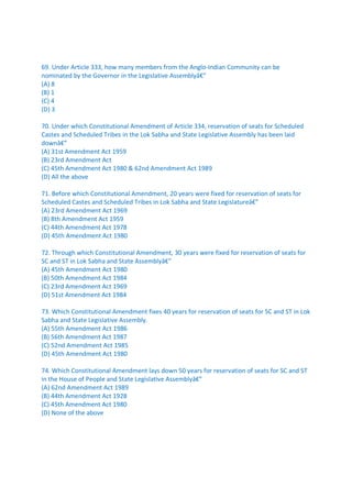 MCQs Indian Constitution | PDF