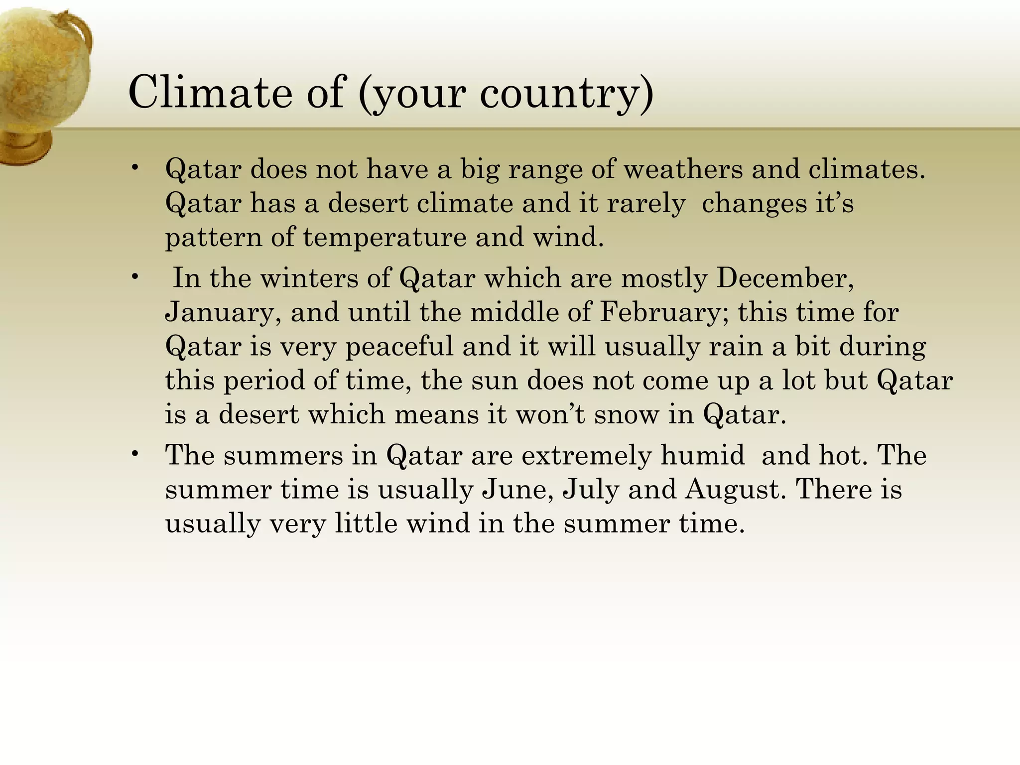 Qatar Presentation | PPT | Geography | Science