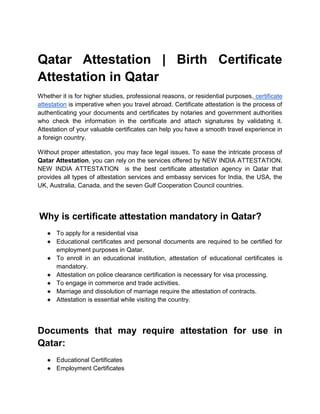 Qatar Attestation _ Birth Certificate Attestation in Qatar.docx