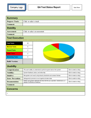 QA Test Status Report Template | PDF