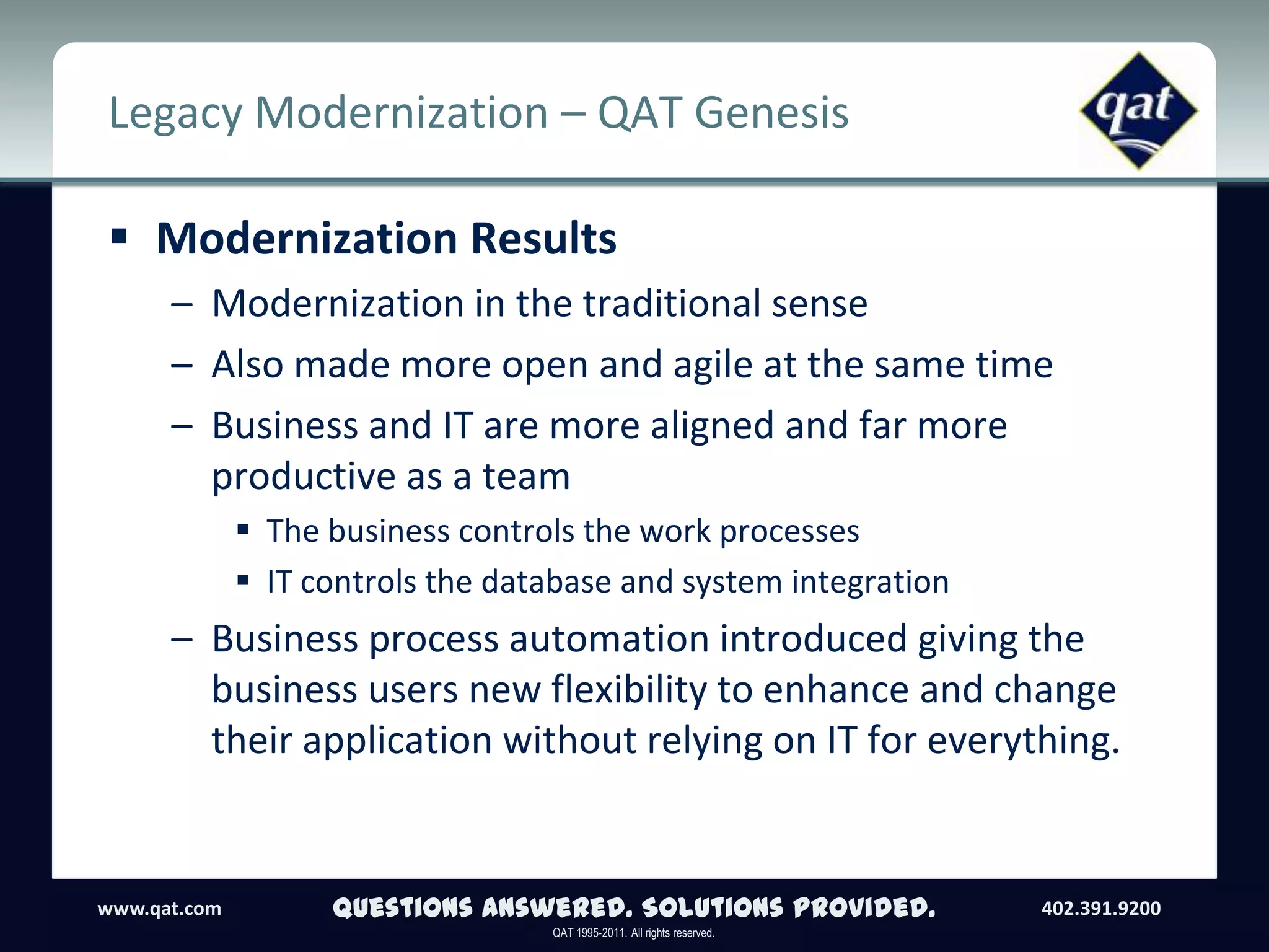 QAT Genesis - Legacy Modernization | PPT