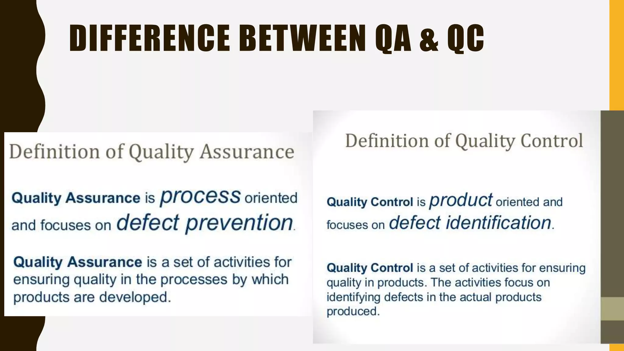Quality Assurance (QA): Definition, Obj, Principles, components, Dif ...