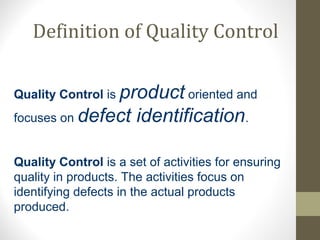 Quality Assurance Vs Quality Control | PPT