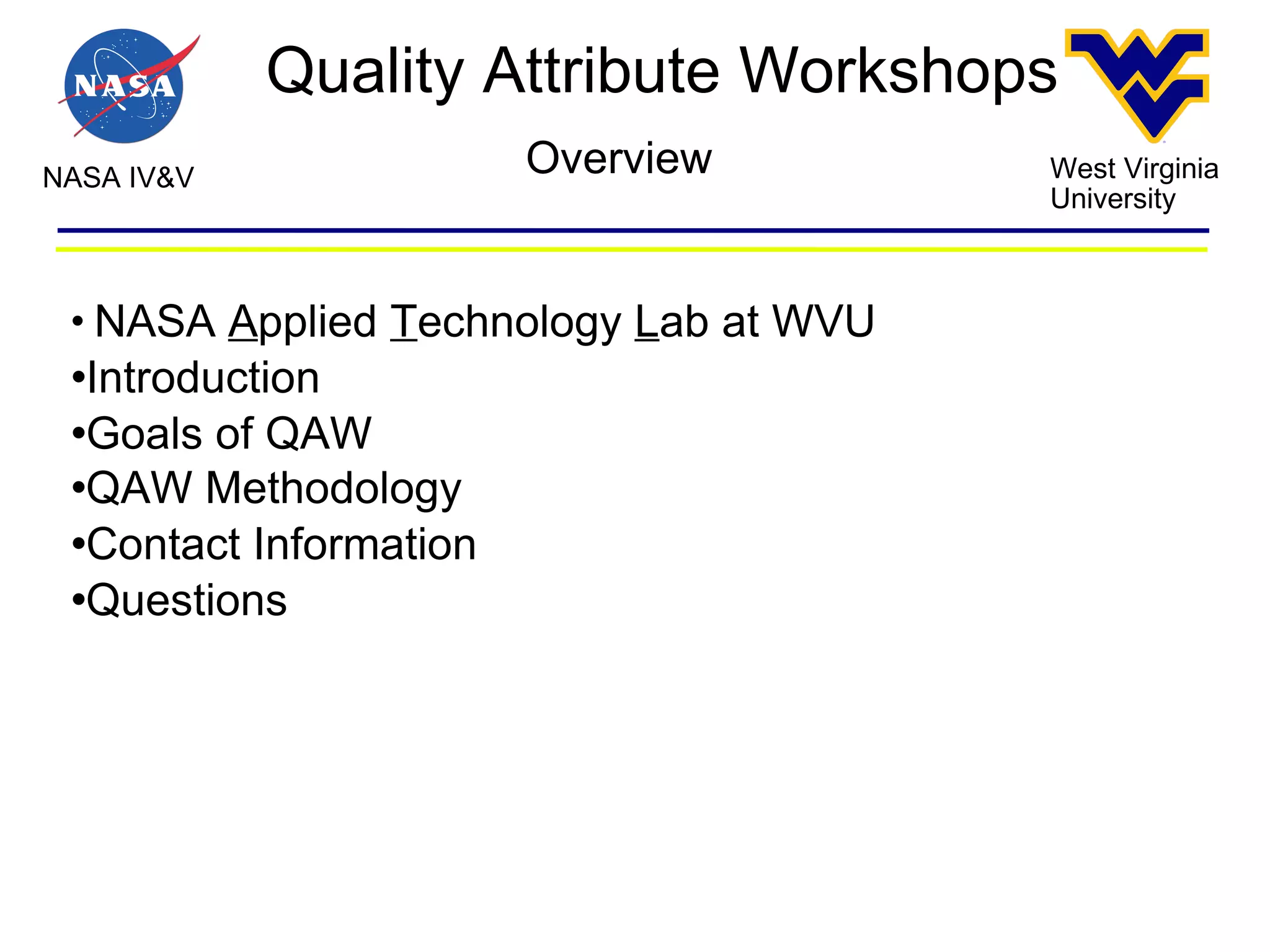 Quality Attributes Workshop | PPT
