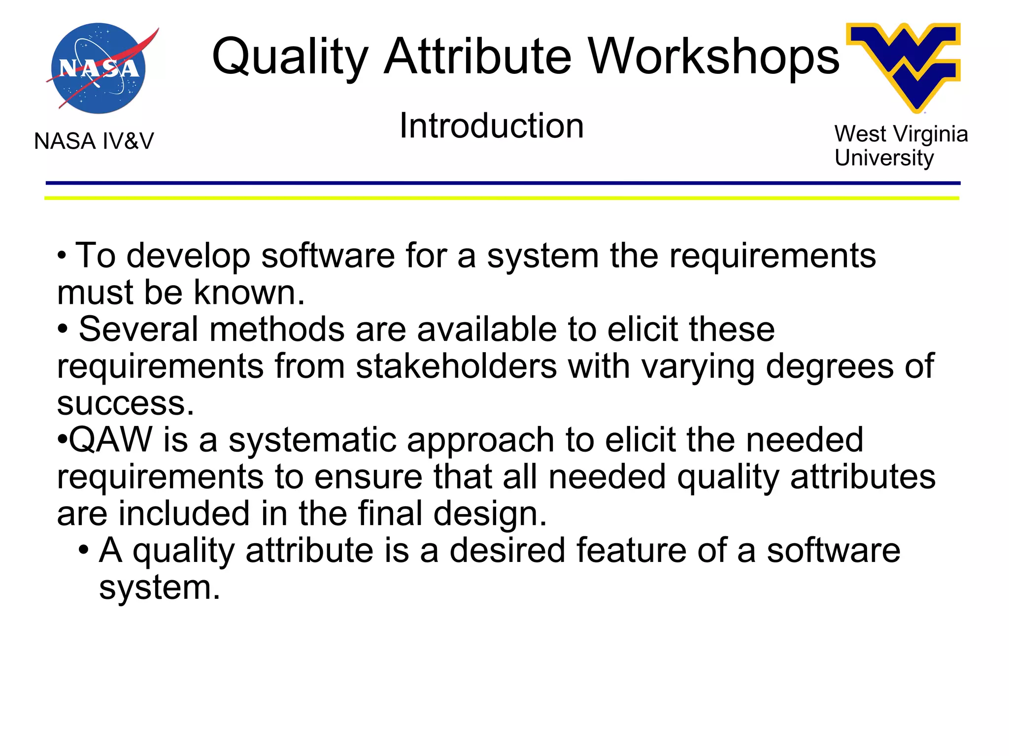 Quality Attributes Workshop | PPT
