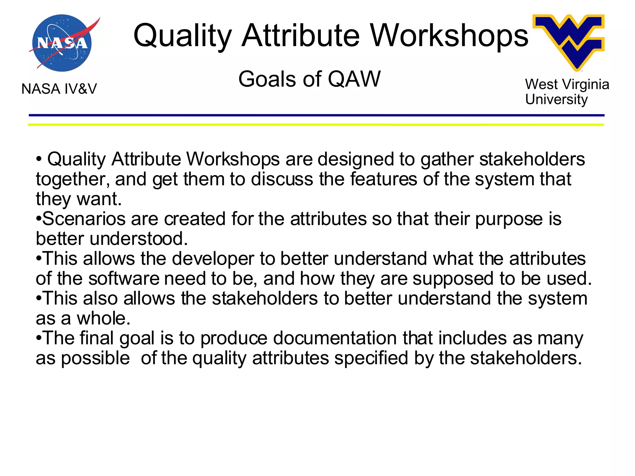 Quality Attributes Workshop | PPT