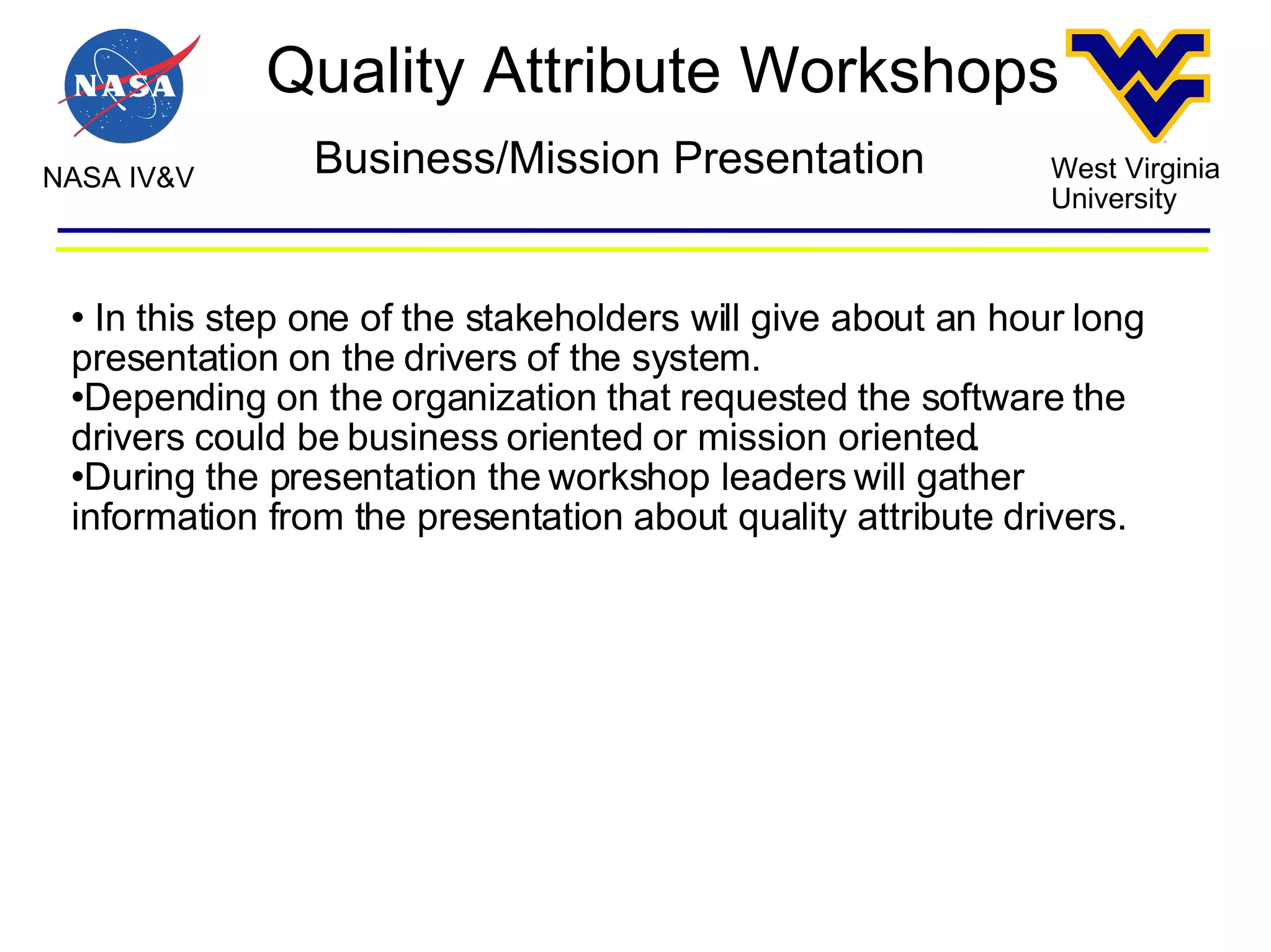 Quality Attributes Workshop | PPT