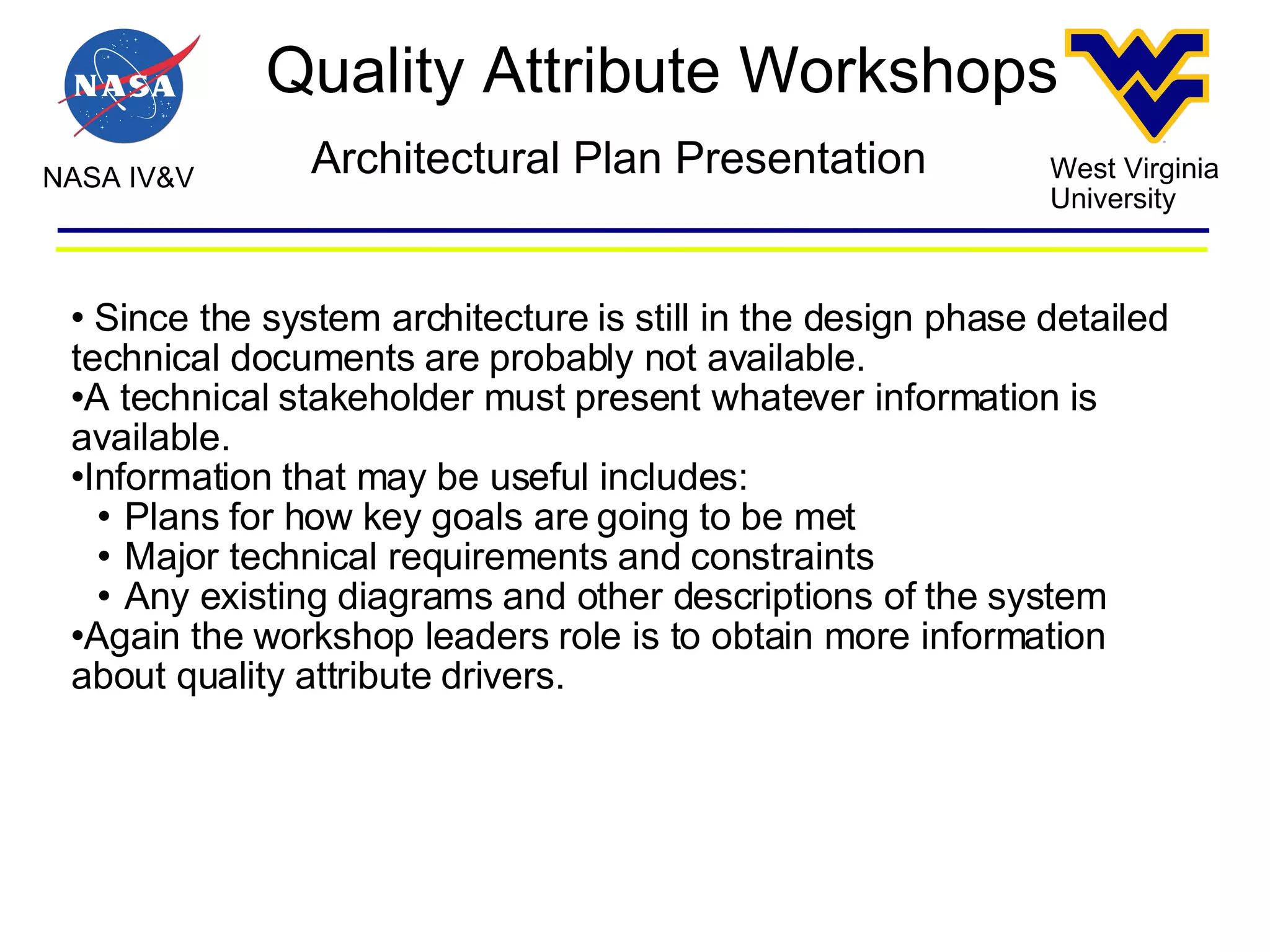 Quality Attributes Workshop | PPT