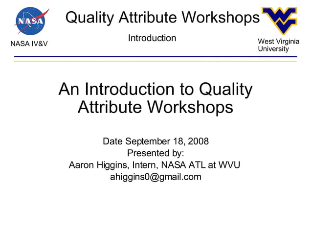 Quality Attributes Workshop | PPT