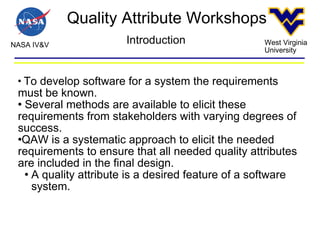 Quality Attributes Workshop | PPT