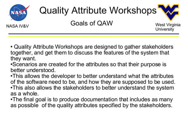 Quality Attributes Workshop | PPT