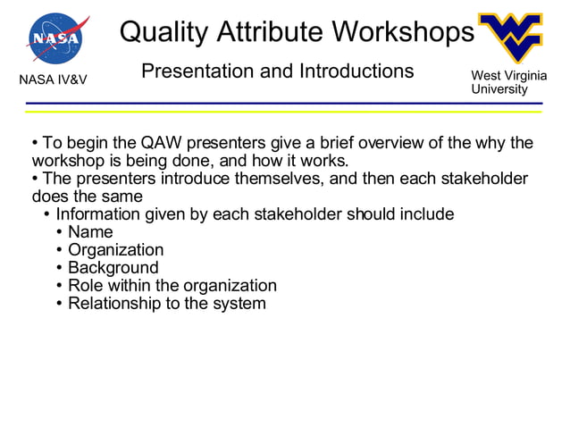 Quality Attributes Workshop | PPT