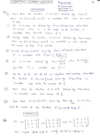 Very Important 5 and 6 Marks Mathematics Question for PUC 12 Karnataka ...